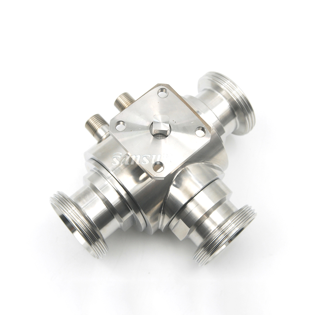 Sanitary Pneumatic Threaded Jacketed 3 Way Ball Valve T Port from China ...