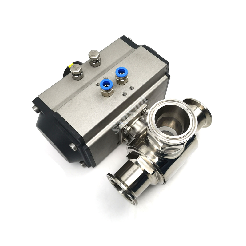 Sanitary Pneumatic tri clamp 3 Way Ball Valve from China manufacturer ...